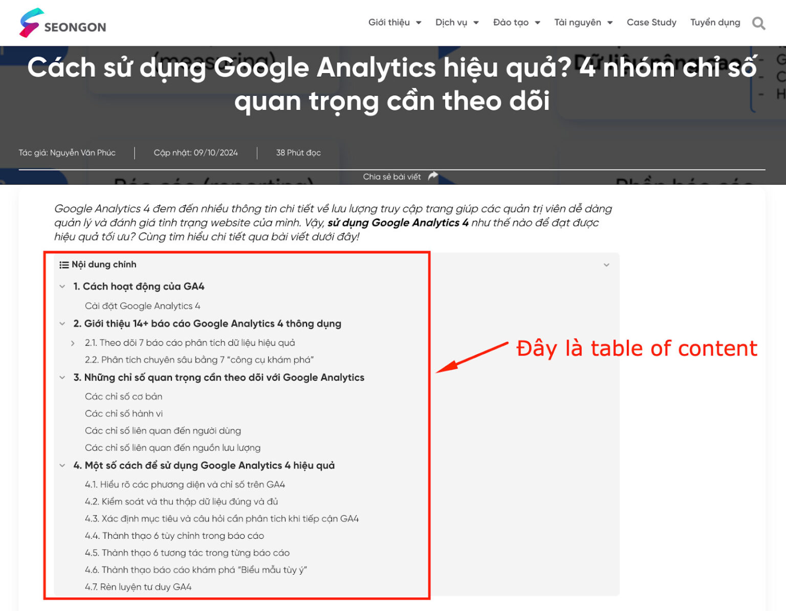 Table of content là gì? Cách tạo mục lục trên WordPress